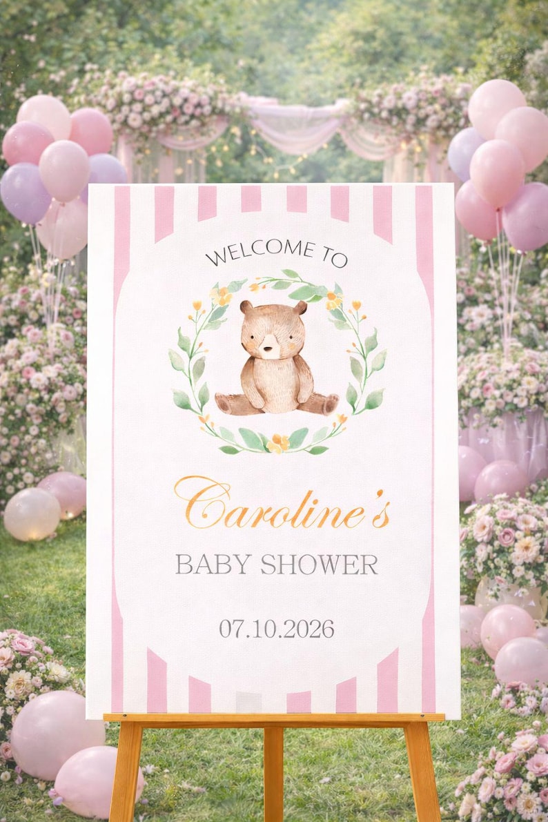 Bear Baby Shower Welcome Sign, Acrylic We Can Bearly Wait Board - Etsy ...