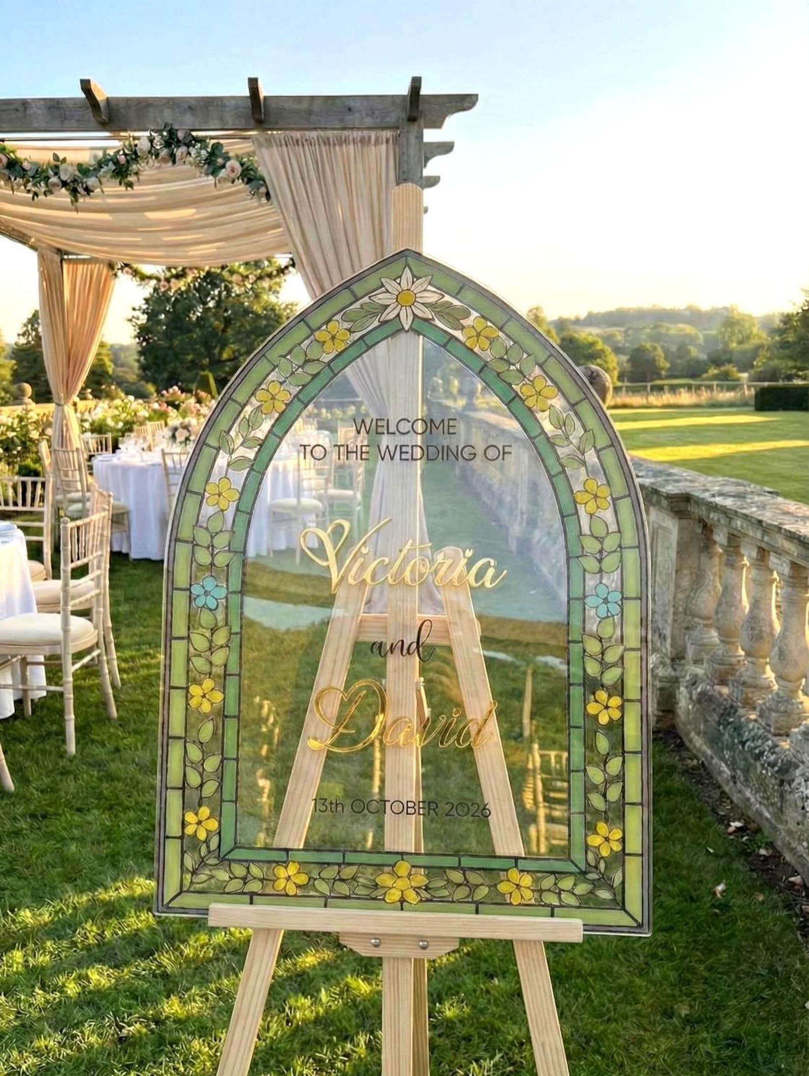 Stained Glass Wedding Sign, Acrylic Engagement Welcome Board, Reception ...