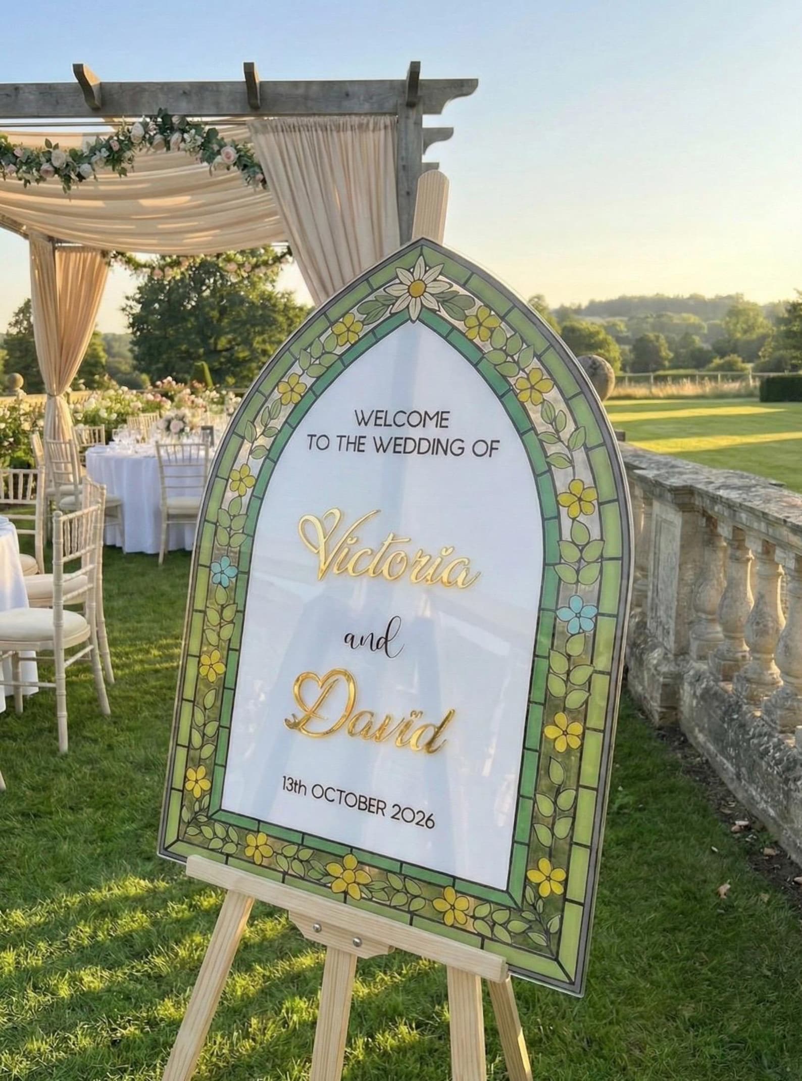 Stained Glass Wedding Sign, Acrylic Engagement Welcome Board - Etsy