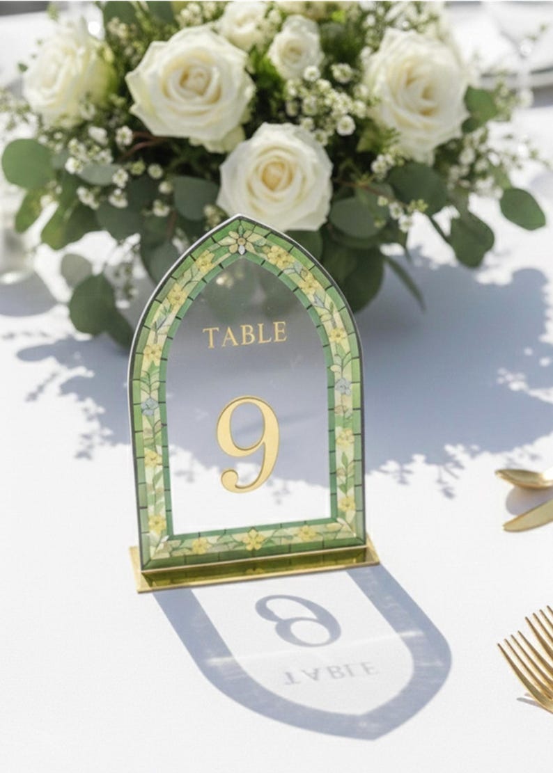 Stained Glass Table Number Signs, Wedding Table Decor - Etsy