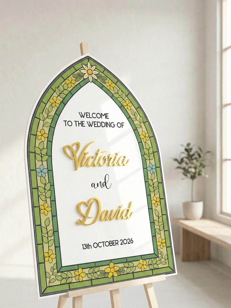 Stained Glass Wedding Sign, Acrylic Engagement Welcome Board, Reception ...