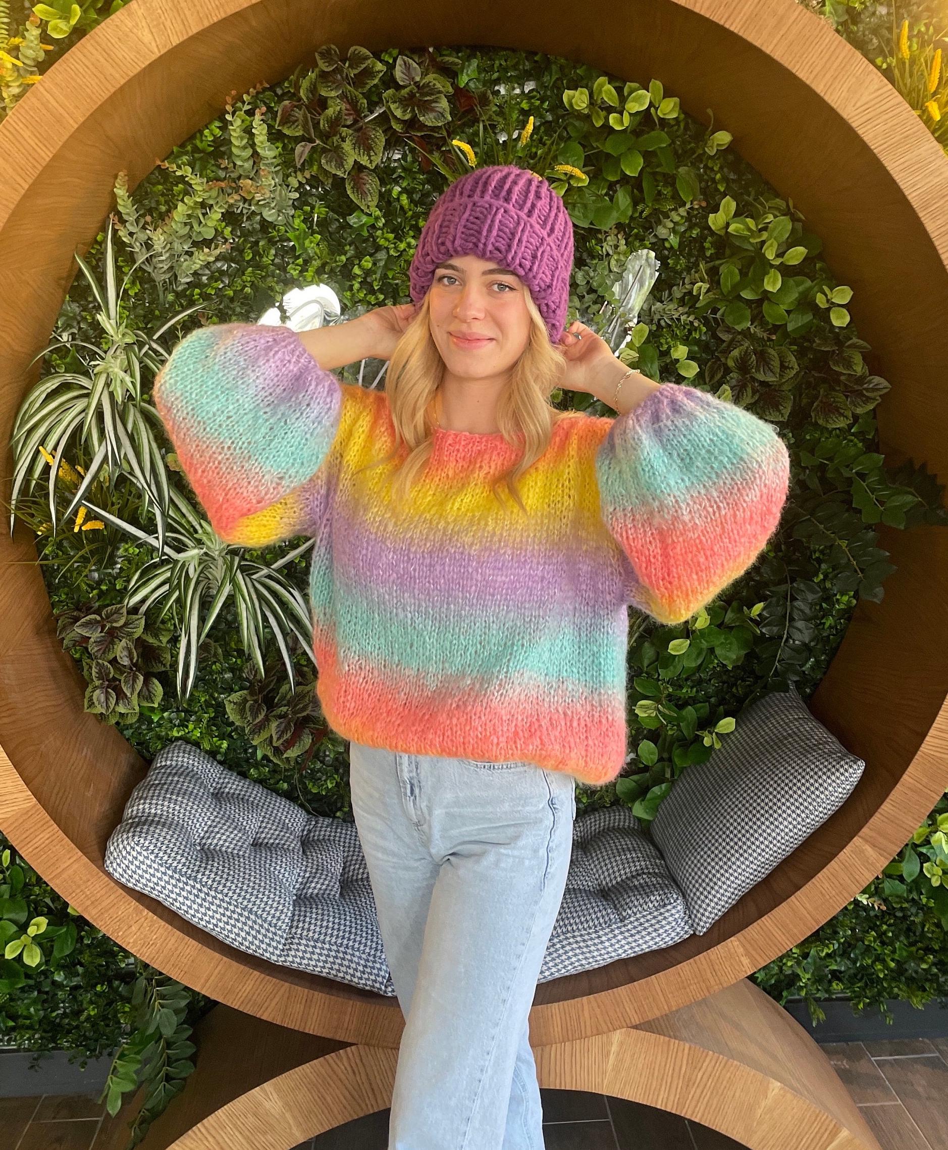 Colorful Knit Sweater, Ombre Mohair Pullover, Rainbow Colorful Knit Sweater, Ombre Mohair Pullover, Rainbow