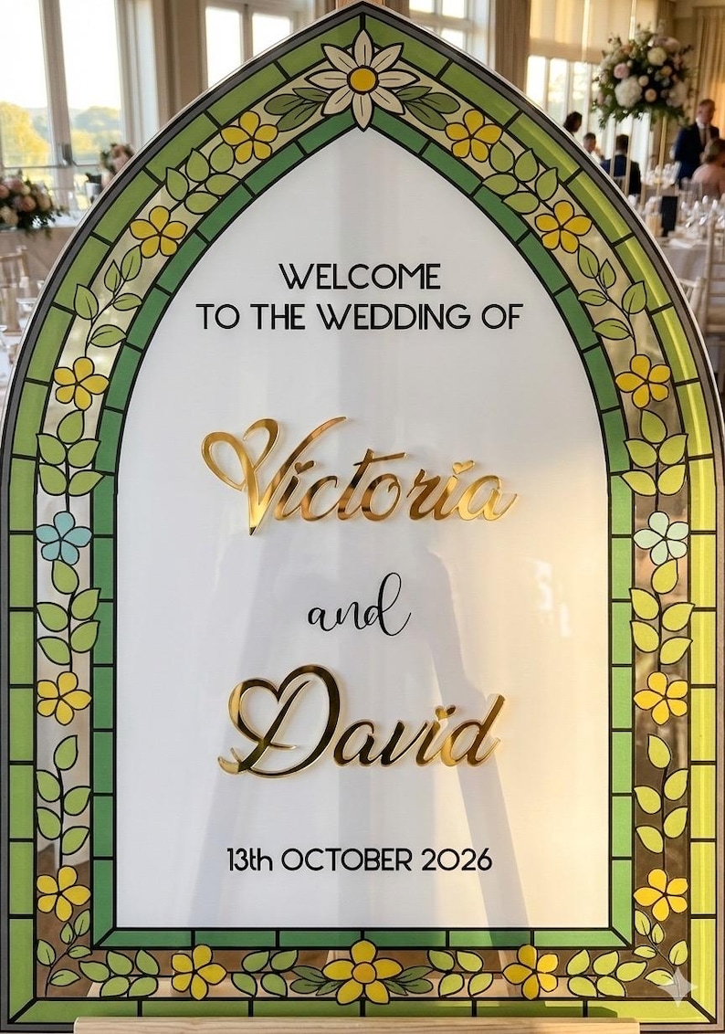 Stained Glass Wedding Sign, Acrylic Engagement Welcome Board, Reception ...