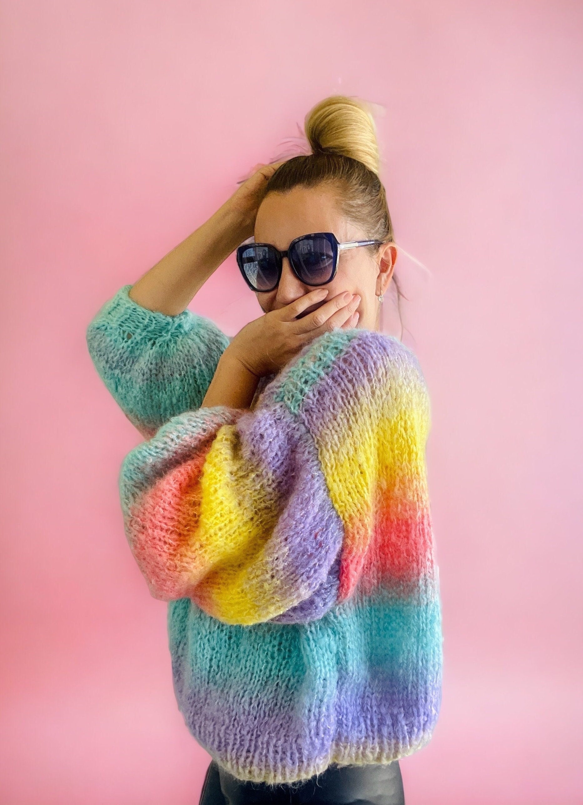 Mohair Sweater Colorful, Ombre Rainbow Knit Sweater Mohair Sweater Colorful, Ombre Rainbow Knit Sweater