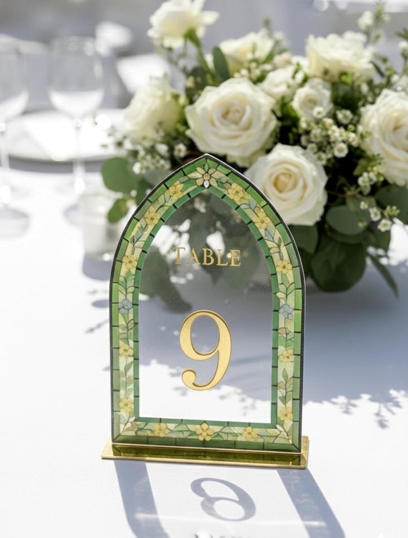 Stained Glass Table Number Signs, Wedding Table Decor - Etsy