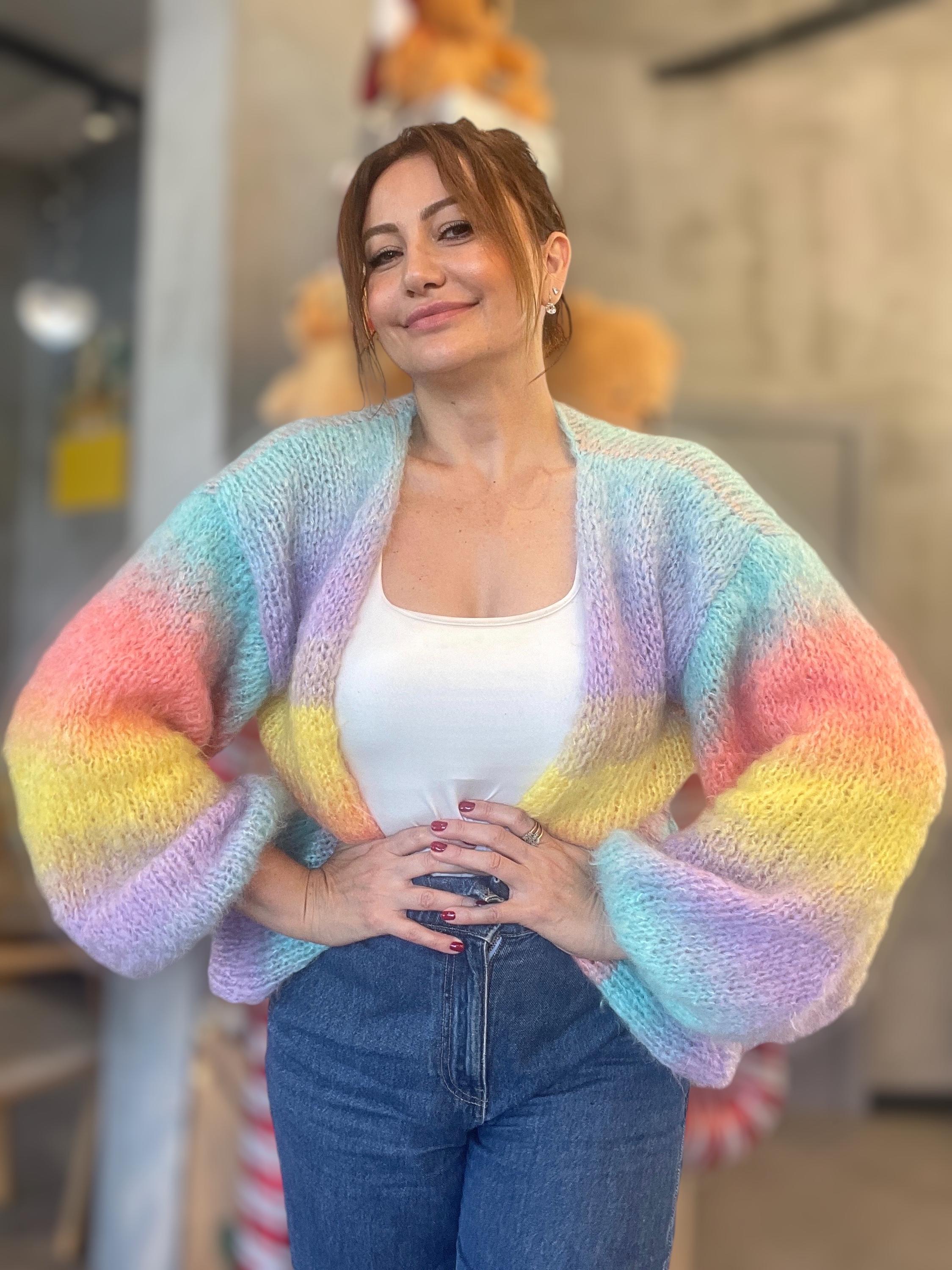 Mohair Rainbow Cardigan - Etsy Mohair Rainbow Cardigan - Etsy