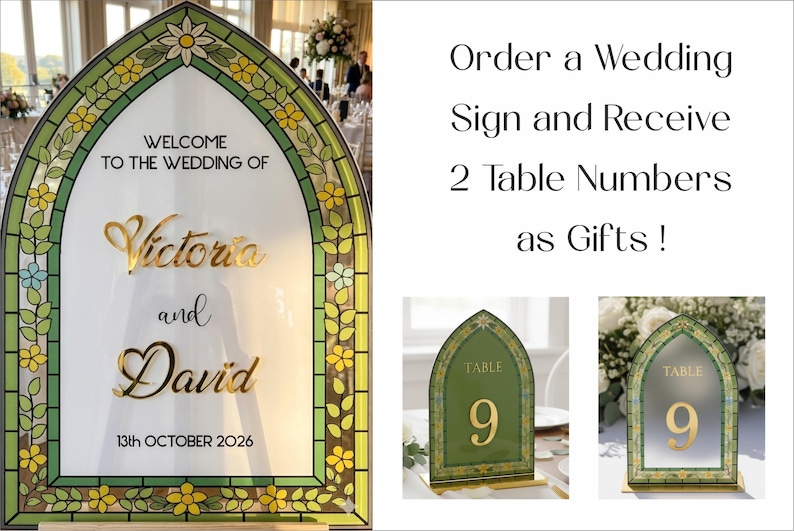 Stained Glass Table Number Signs, Wedding Table Decor - Etsy