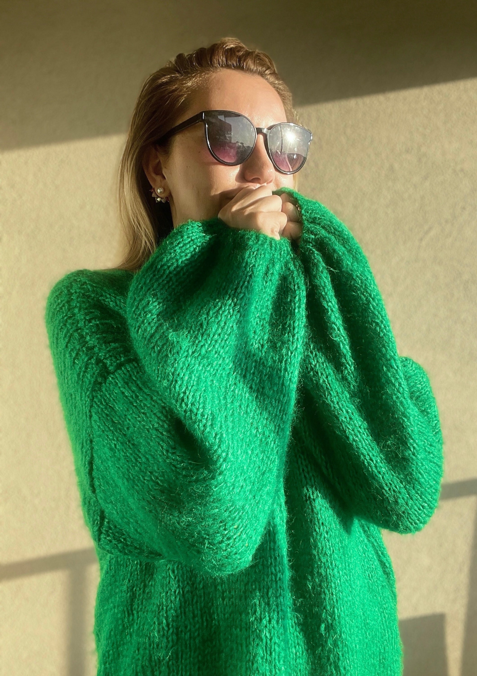 Emerald Green Sweater, Handmade Sweater Mohair, Green Sweater, Womens ...