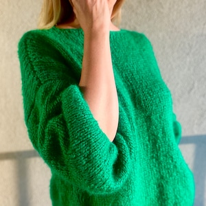 Emerald Green Sweater, Handmade Sweater Mohair, Green Sweater, Womens ...