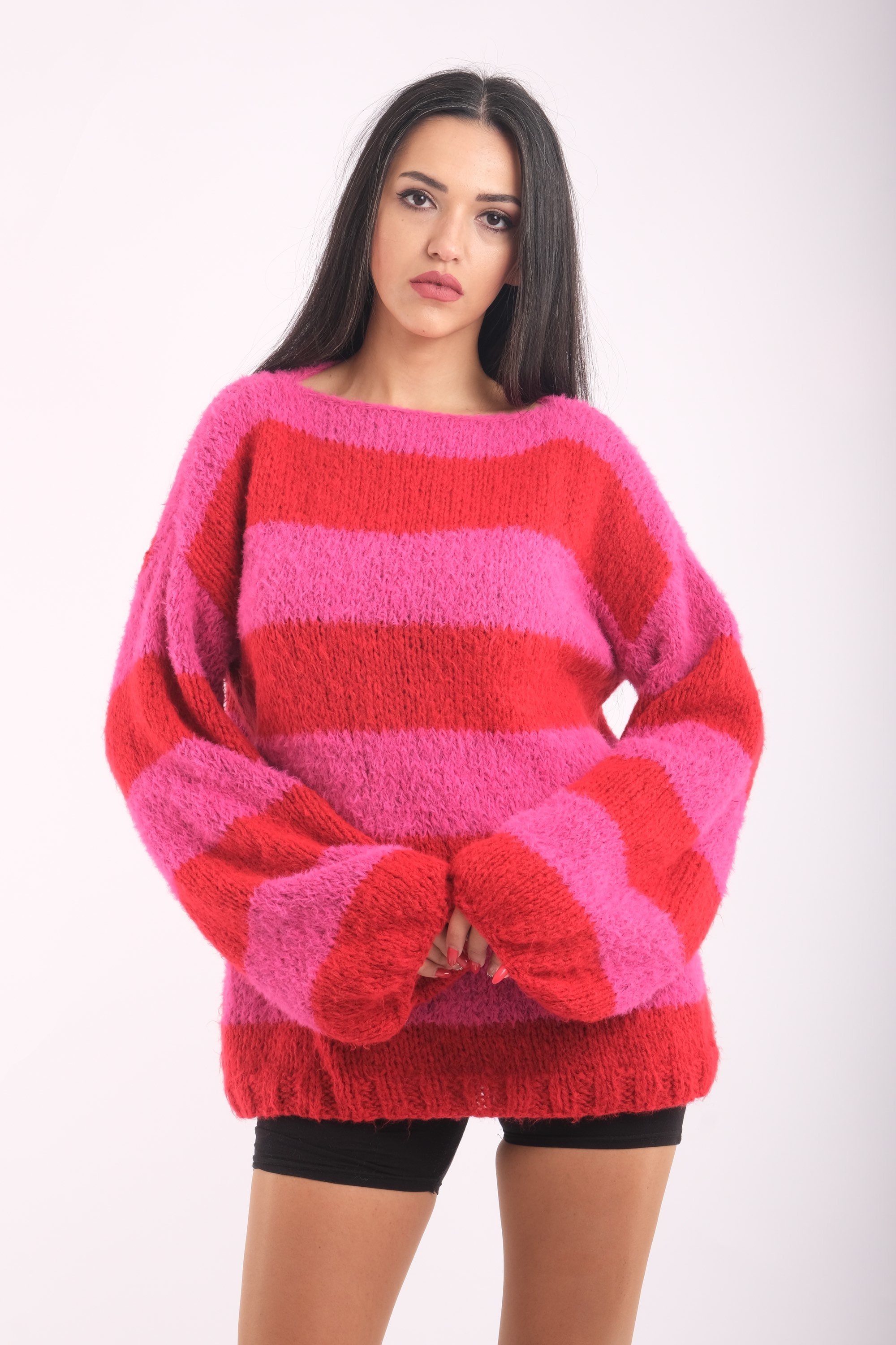 Knit Mohair Sweaterpink and Red Sweater Pink Striped - Etsy