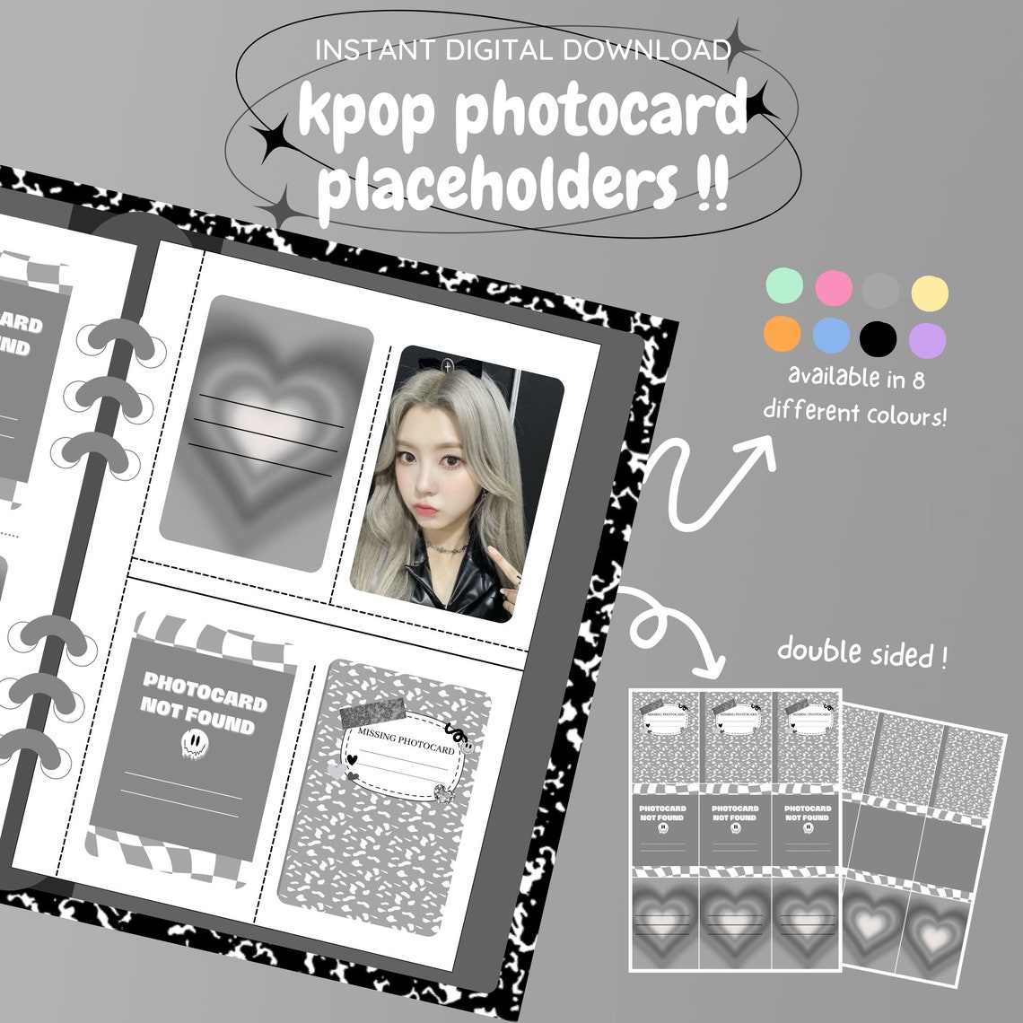 Kpop Photocard Binder Filler : Grey Pack digital Download / Printable ...