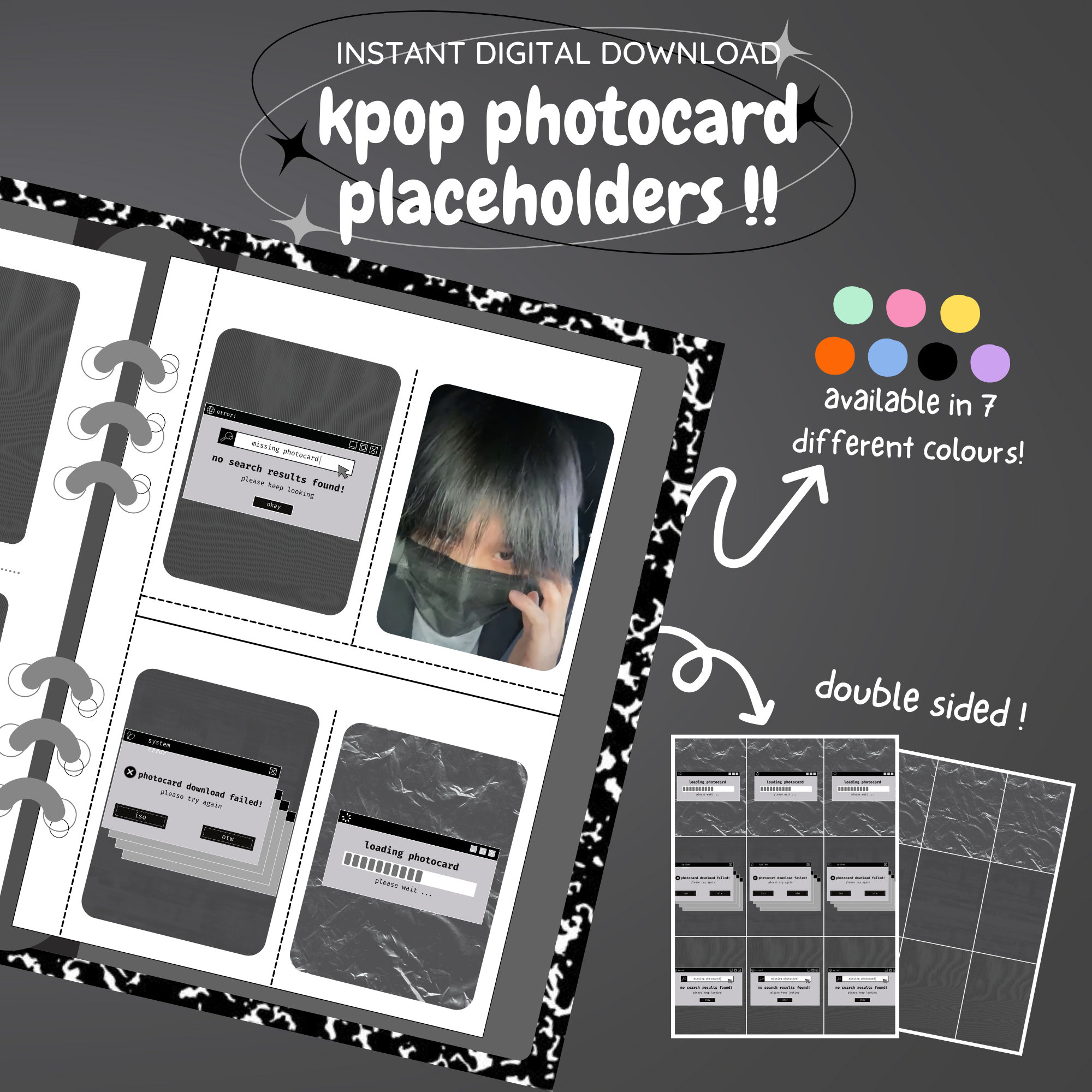 Kpop Photocard Binder Filler : Black Webcore Pack digital Download ...