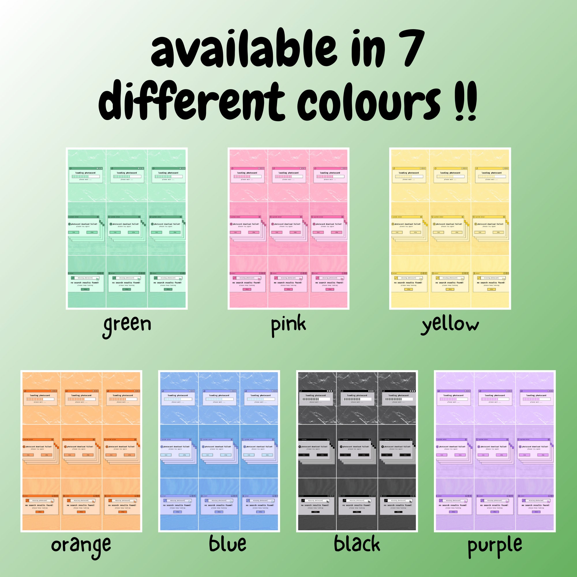 Kpop Photocard Binder Filler : Green Webcore Pack digital - Etsy