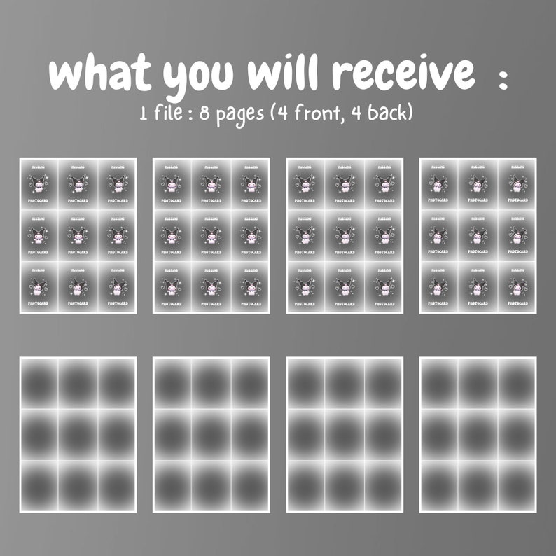 Kpop Photocard Binder Filler : Kawaii Character Black Pack! [digital ...