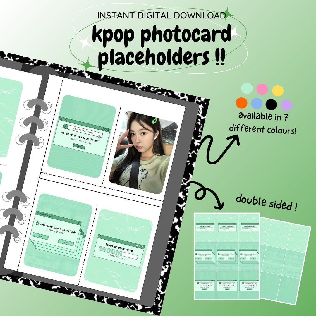 Kpop Photocard Binder Filler : Green Webcore Pack digital - Etsy