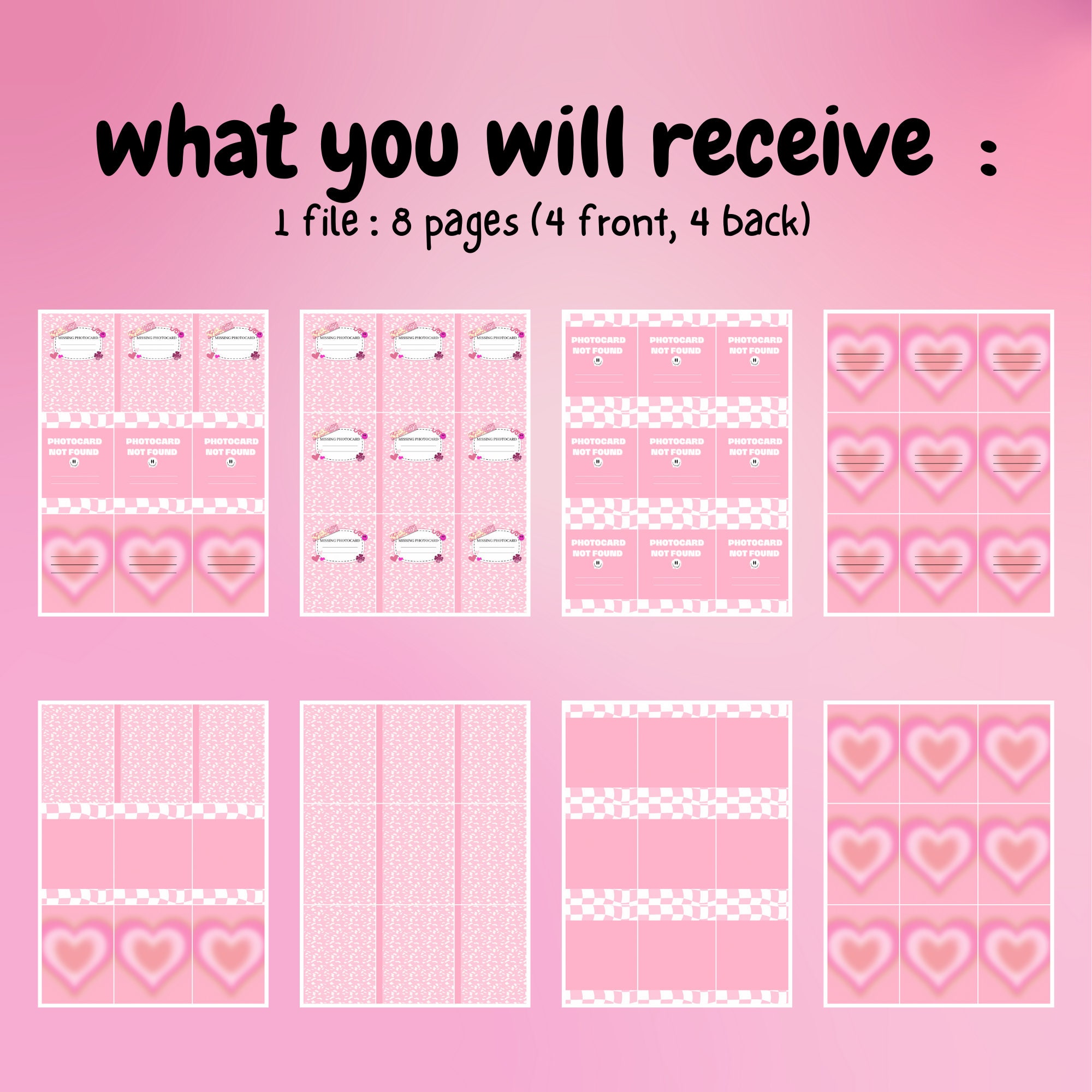 Kpop Photocard Binder Filler : Pink Pack digital Download / Printable ...