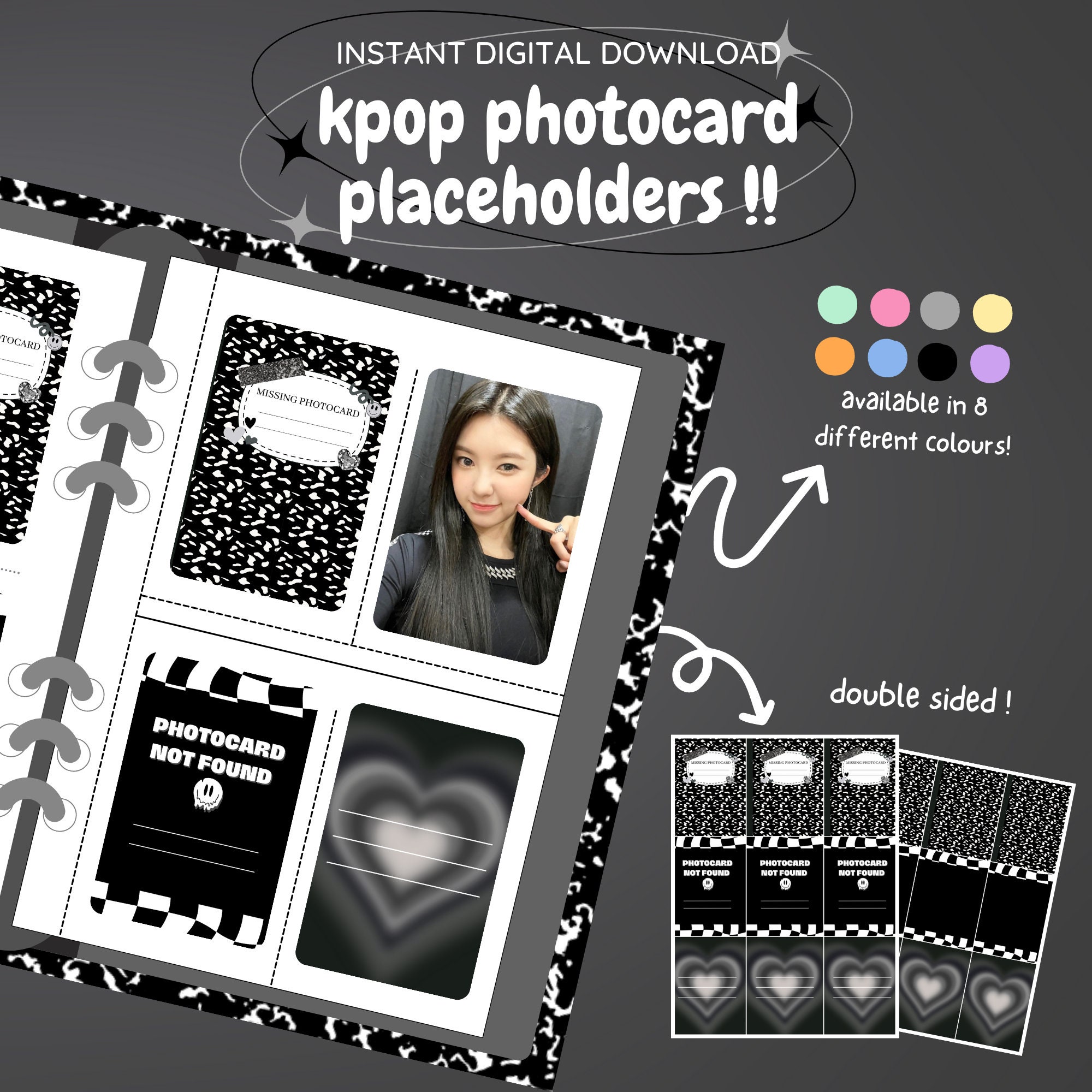 Kpop Photocard Binder Filler : Black Pack digital Download - Etsy