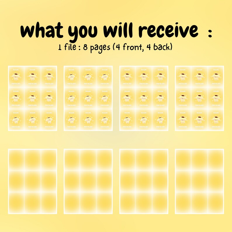 Kpop Photocard Binder Filler : Kawaii Character Yellow Pack digital ...