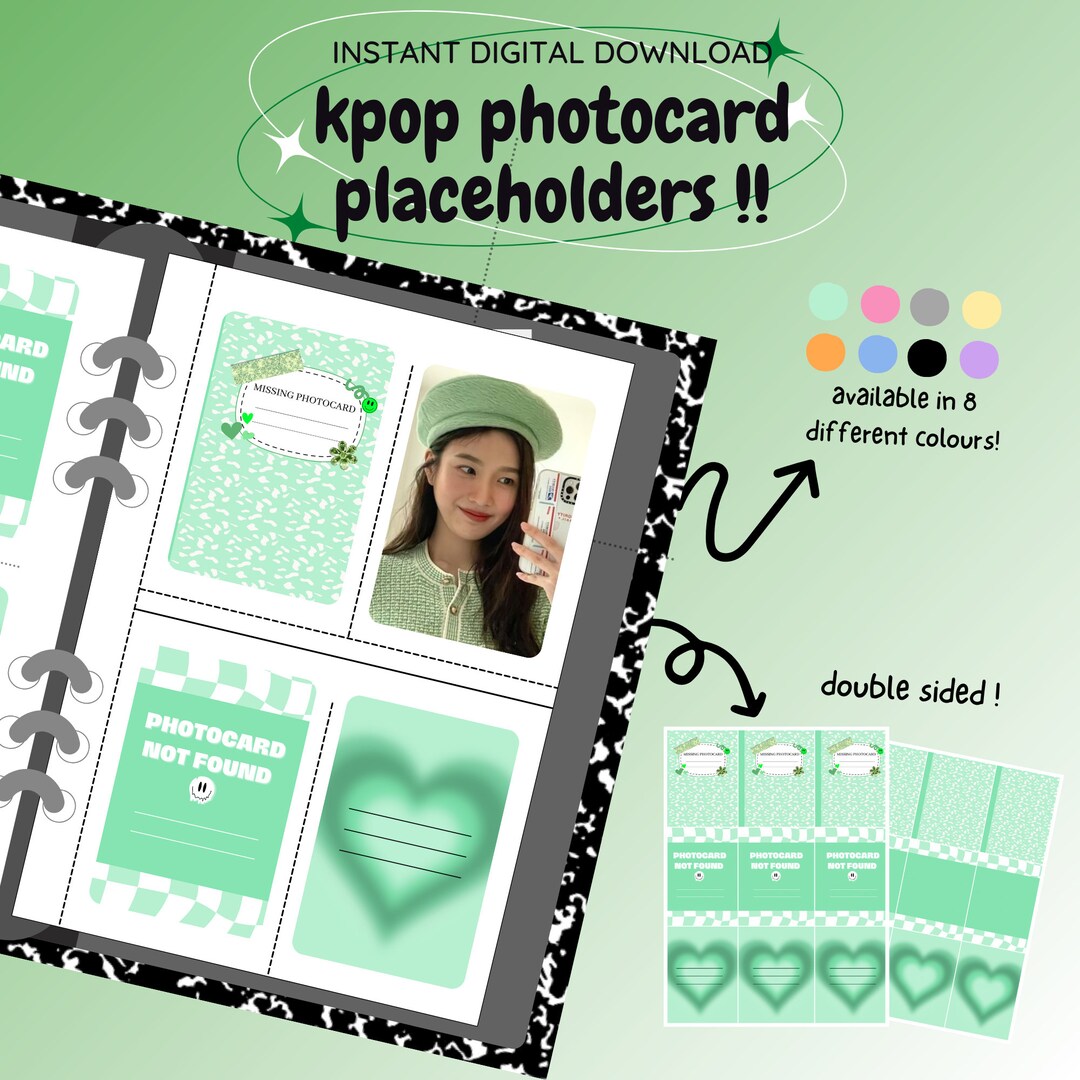 Kpop Photocard Binder Filler: Green Pack [digital Download/printable ...