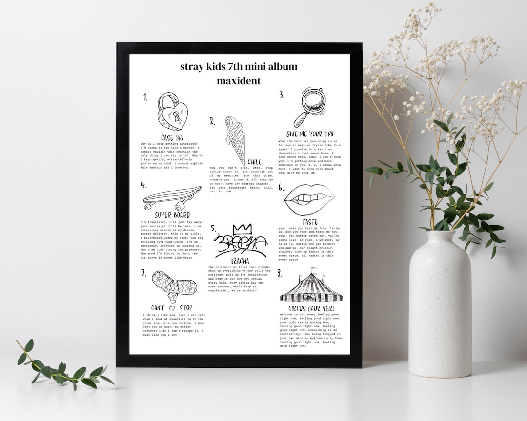 Stray Kids Maxident Album Themed Tracklist Lyric Wall Art [digital ...