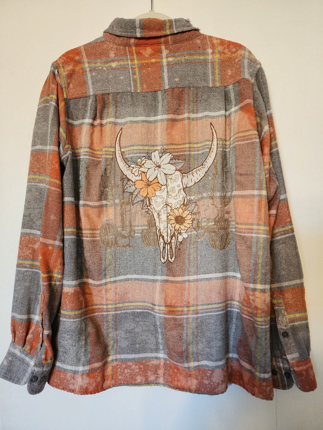 Bleached Flannel With Western Print - Etsy