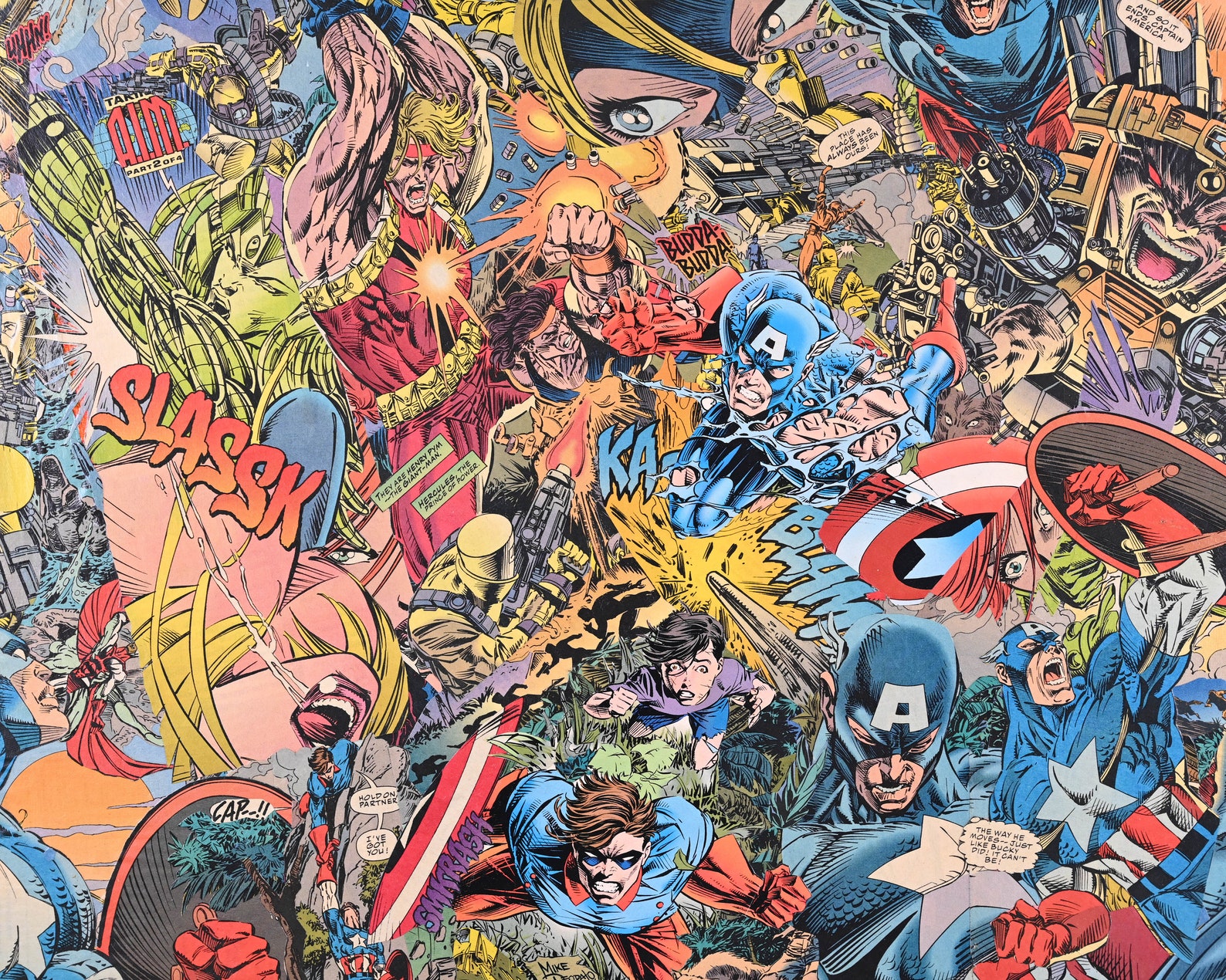 Captain American Comic Collage is Made by Reproducing a Captain ...