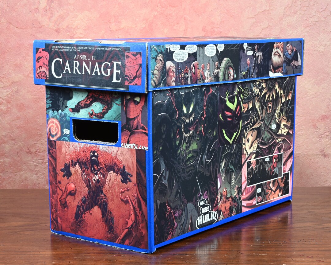 Carnage Comic Book Storage Box, Decoupage, Short Comic Book Box, Comic ...