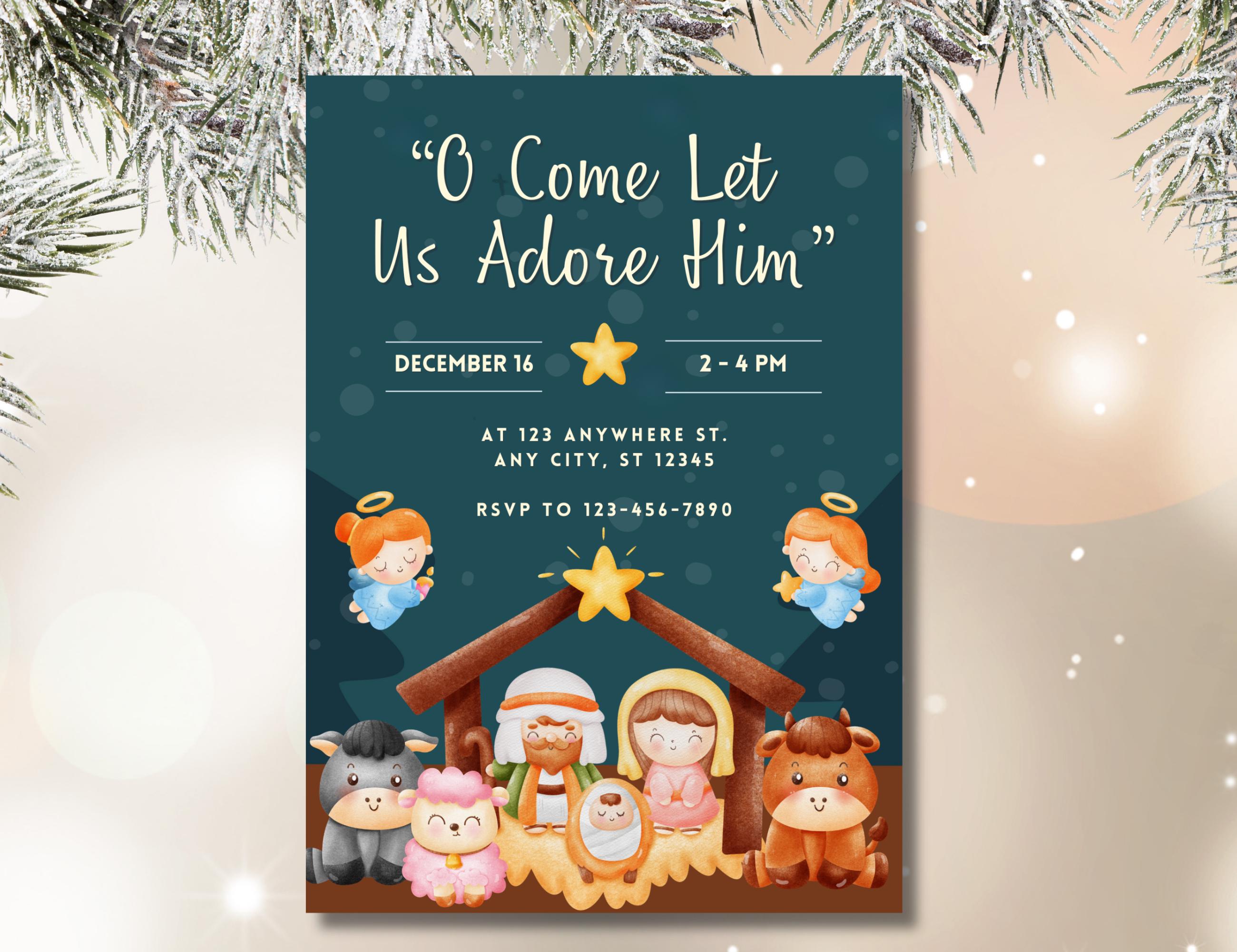 Nativity Party Invitation | Editable Birth of Jesus Christmas Party ...