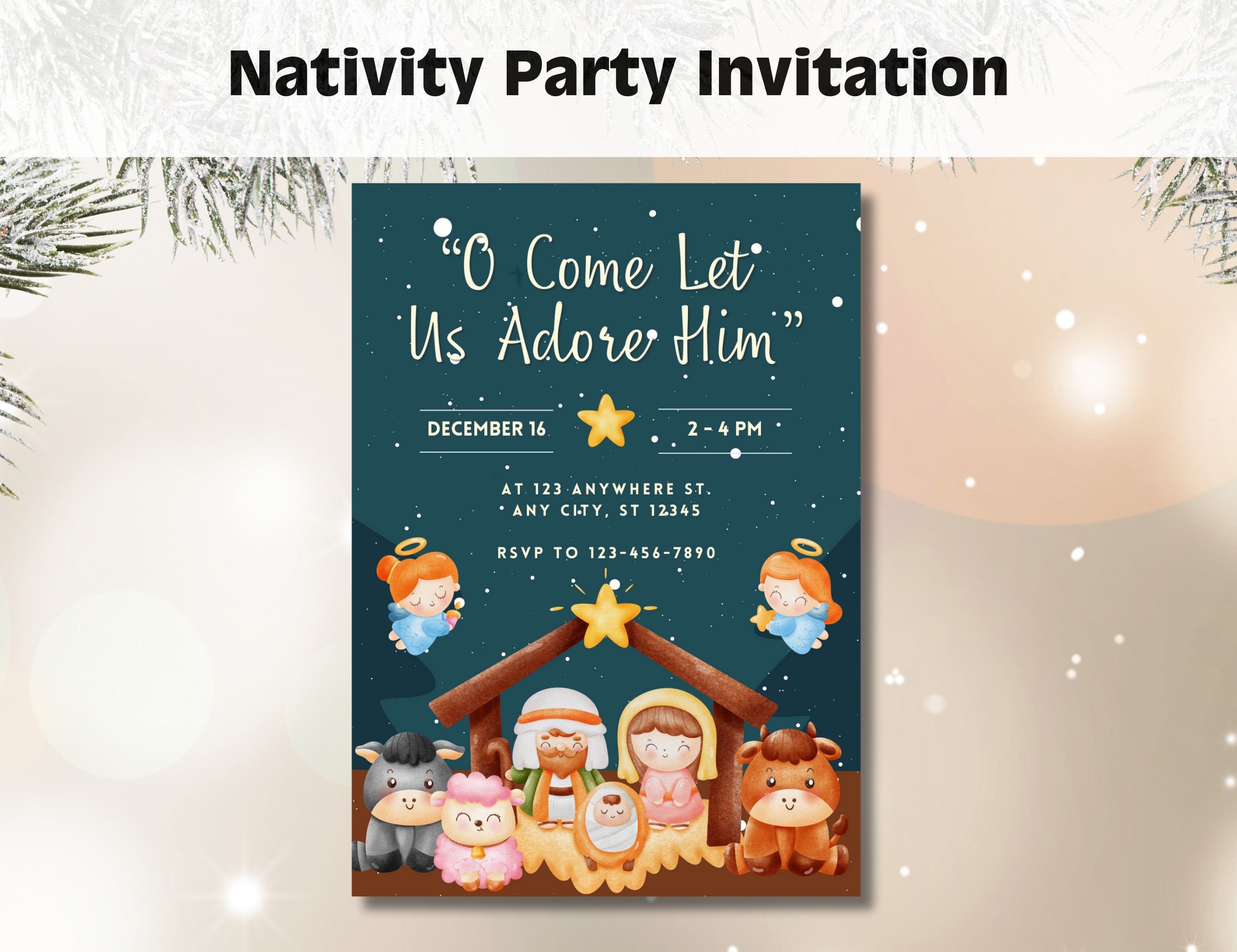 Nativity Party Invitation Editable Birth of Jesus Christmas Party ...