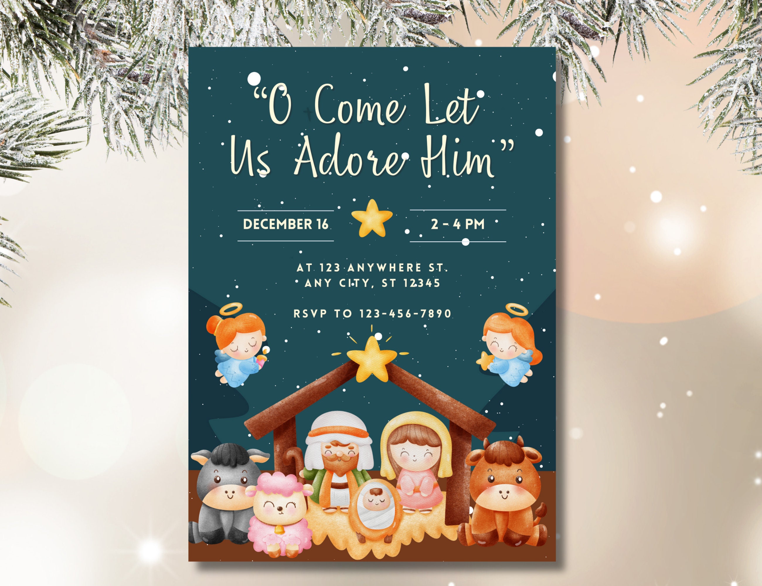 Nativity Party Invitation Editable Birth of Jesus Christmas Party ...