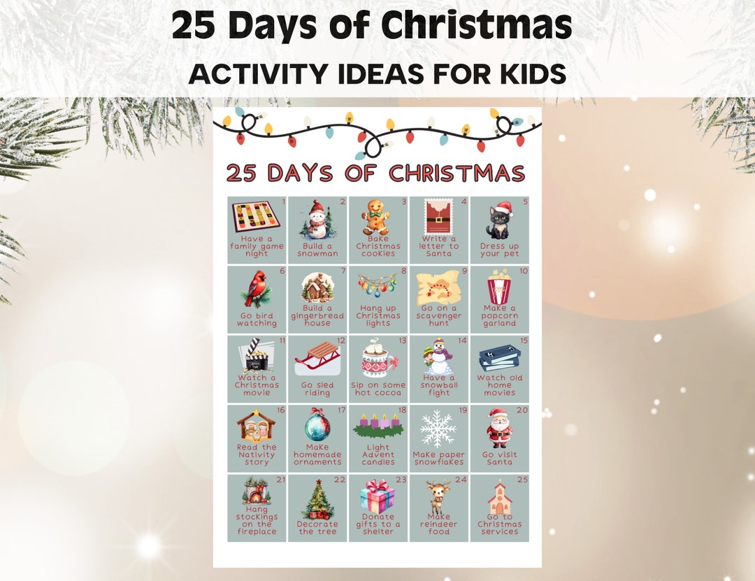 25 Days of Christmas Kids Activity Calendar - Etsy