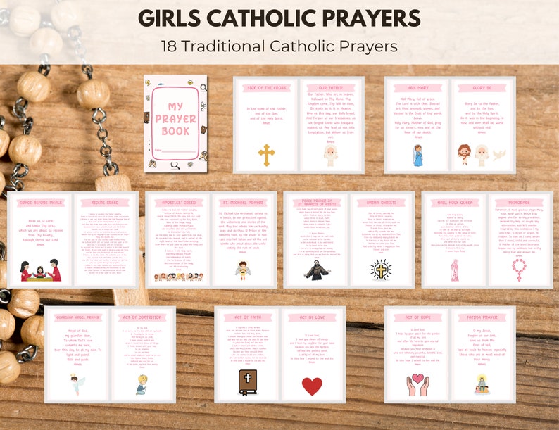 Girls Pink Prayer Book for Catholic Children | Printable Catholic ...