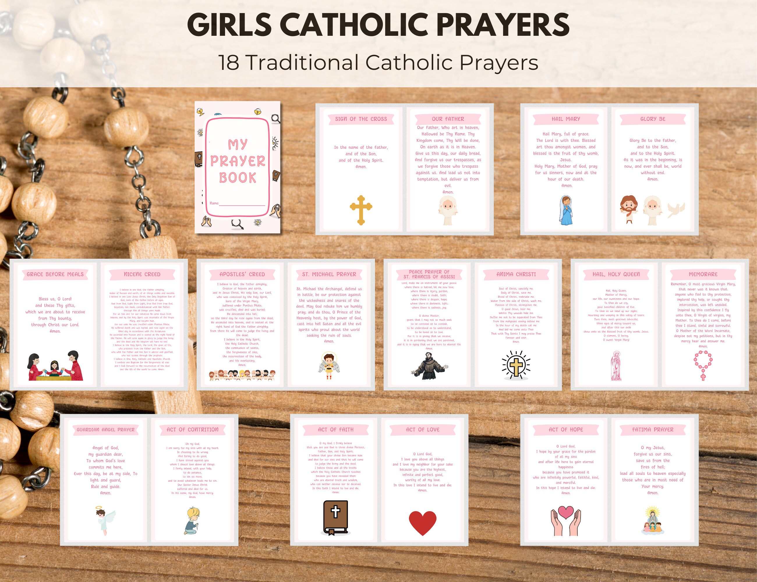 Girls Pink Prayer Book for Catholic Children | Printable Catholic ...