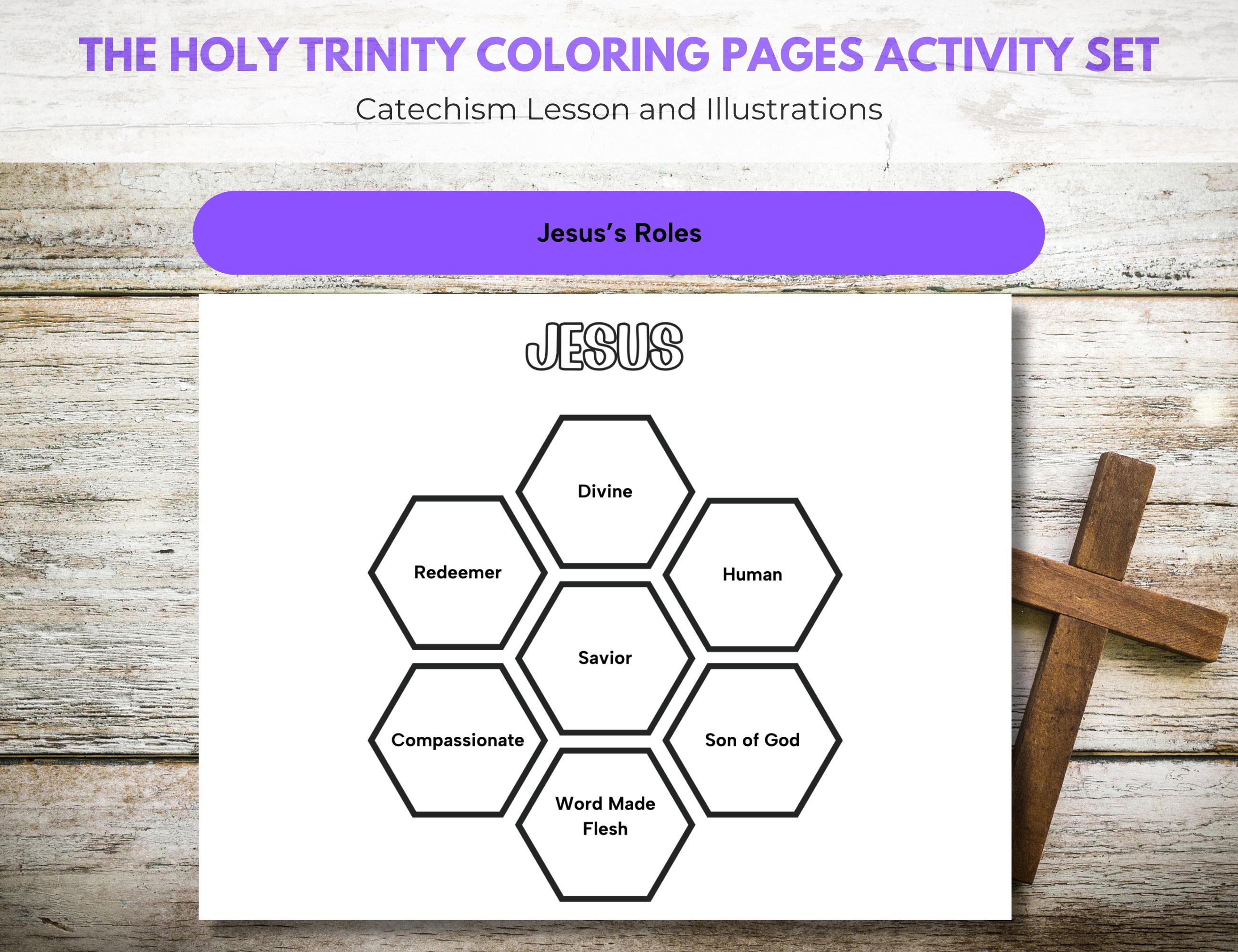 The Holy Trinity Coloring Pages Activity Set | Catechism Lesson ...