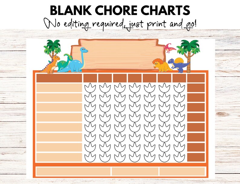 Dinosaur Themed Chore Chart, Reward Chart for Kids Who Love Dinosaurs ...