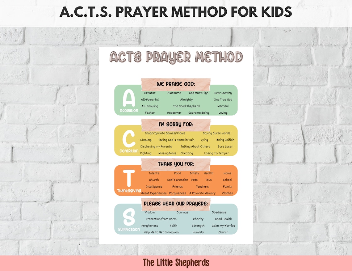 A.C.T.S. Prayer Method for Kids | ACTS Prayer Guide for Families ...