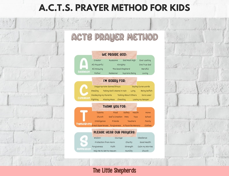 A.C.T.S. Prayer Method for Kids | ACTS Prayer Guide for Families ...