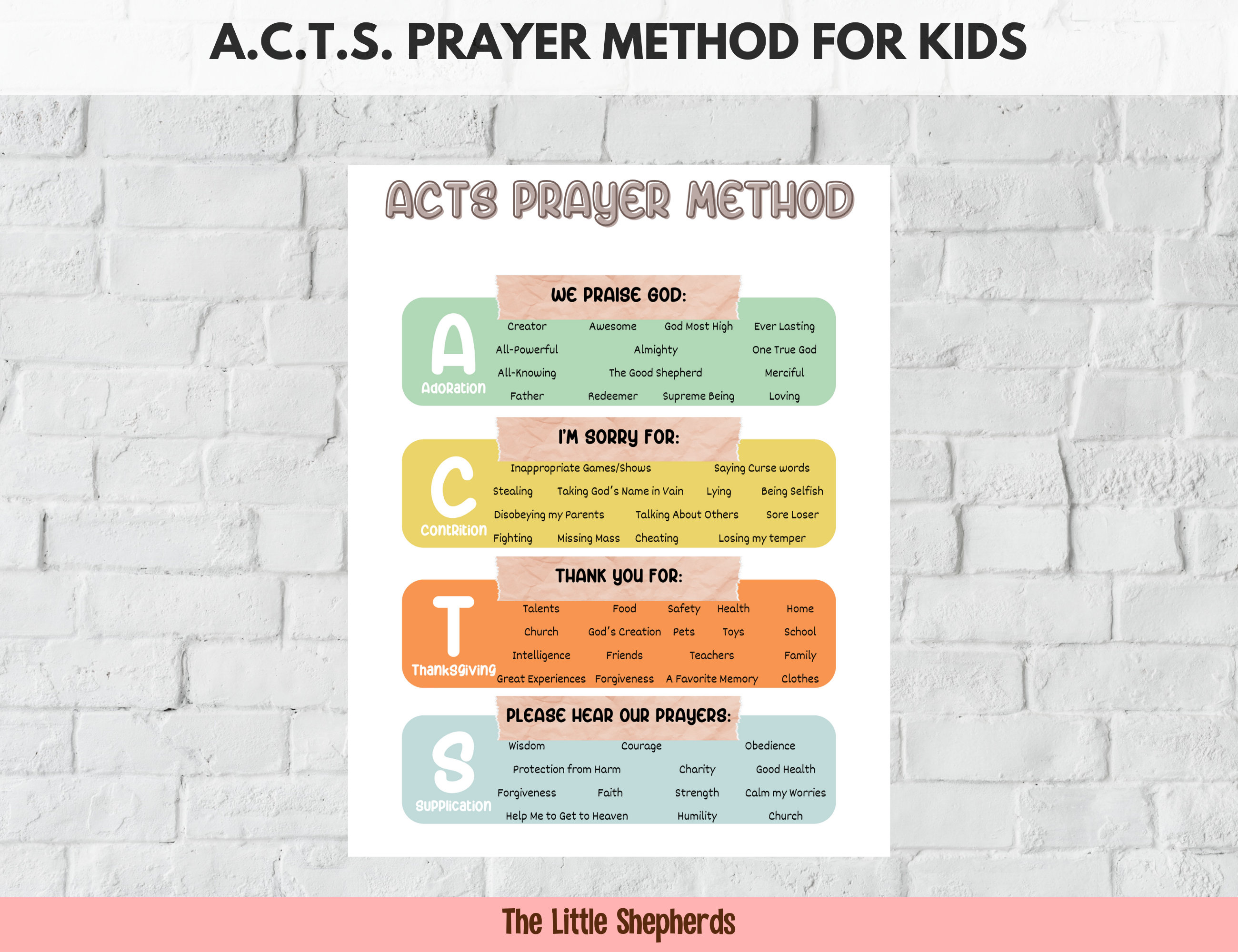 A.C.T.S. Prayer Method for Kids | ACTS Prayer Guide for Families ...