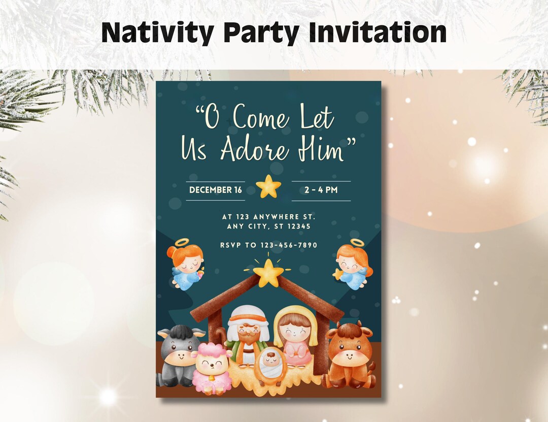 Nativity Party Invitation | Editable Birth of Jesus Christmas Party ...