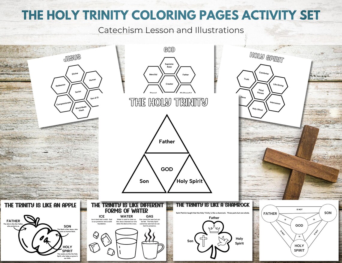 The Holy Trinity Coloring Pages Activity Set | Catechism Lesson ...