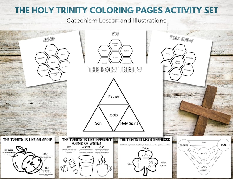 The Holy Trinity Coloring Pages Activity Set | Catechism Lesson ...