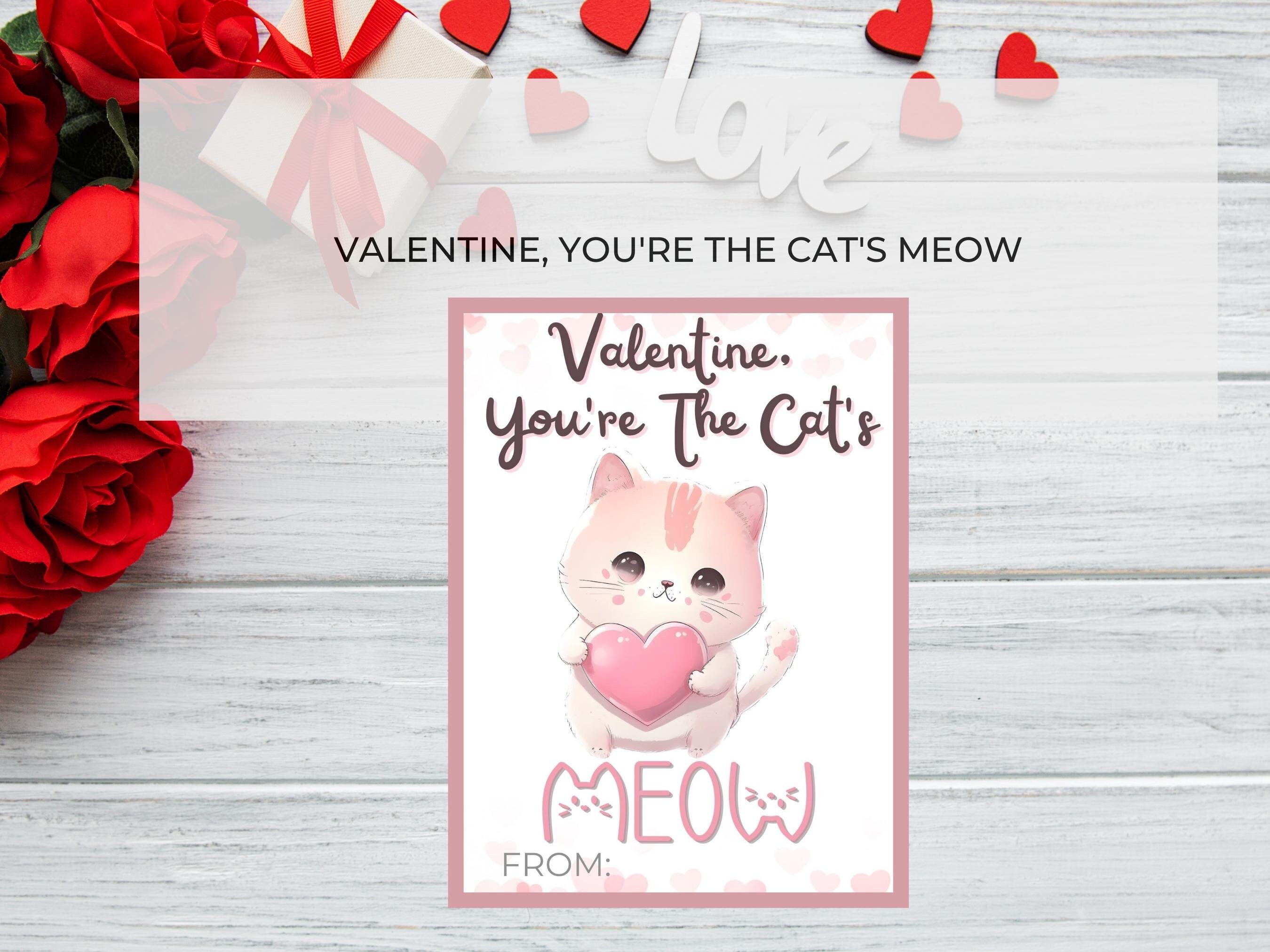 Printable Cat Valentine's Day Cards, Kitten Valentine Cards, Cat Lovers ...
