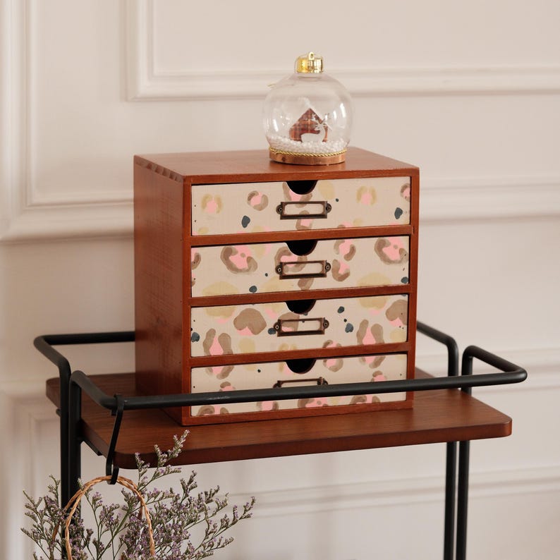 Leopard Paw Print Wooden Desk Organizer - Animal Pattern Desktop ...