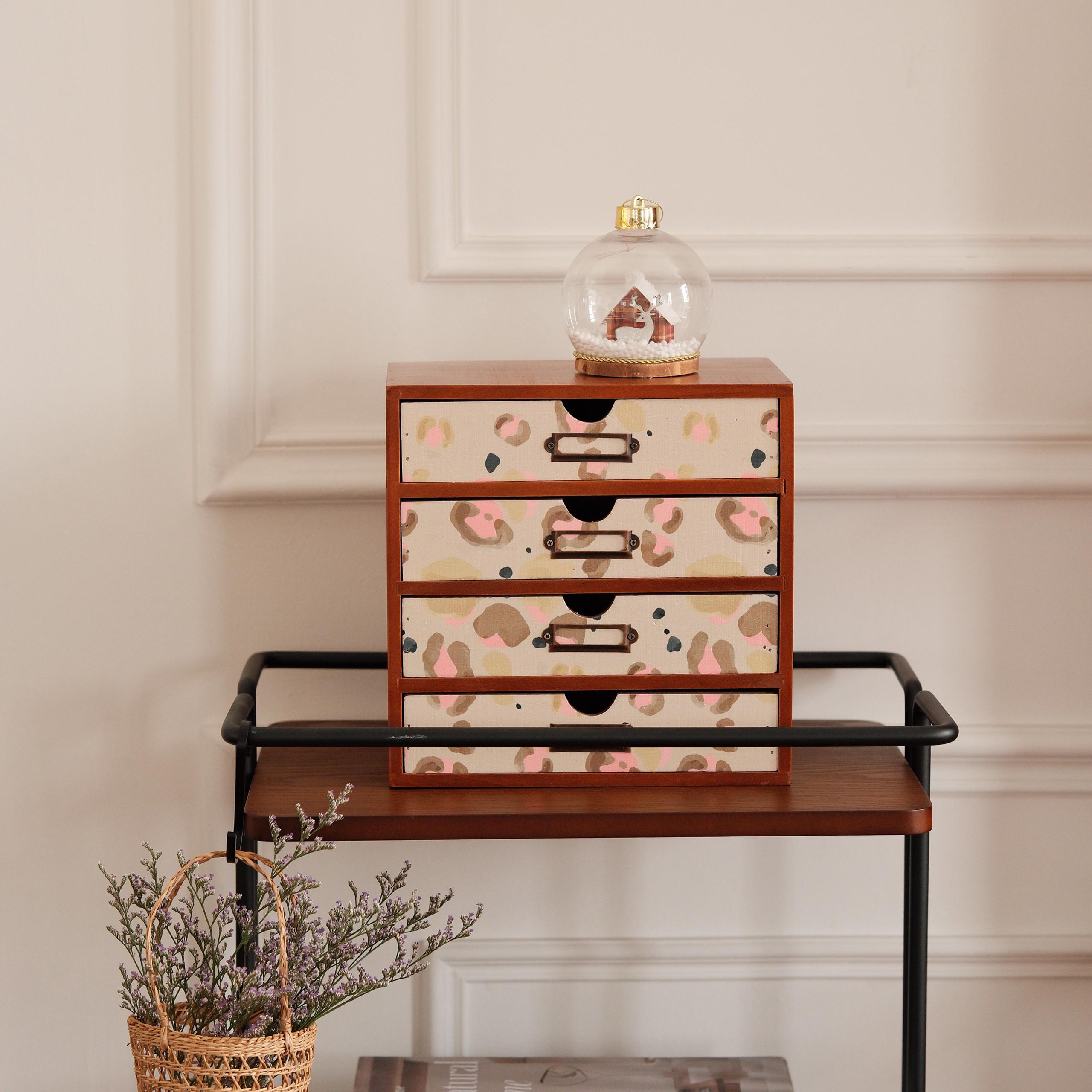 Leopard Paw Print Wooden Desk Organizer - Animal Pattern Desktop ...