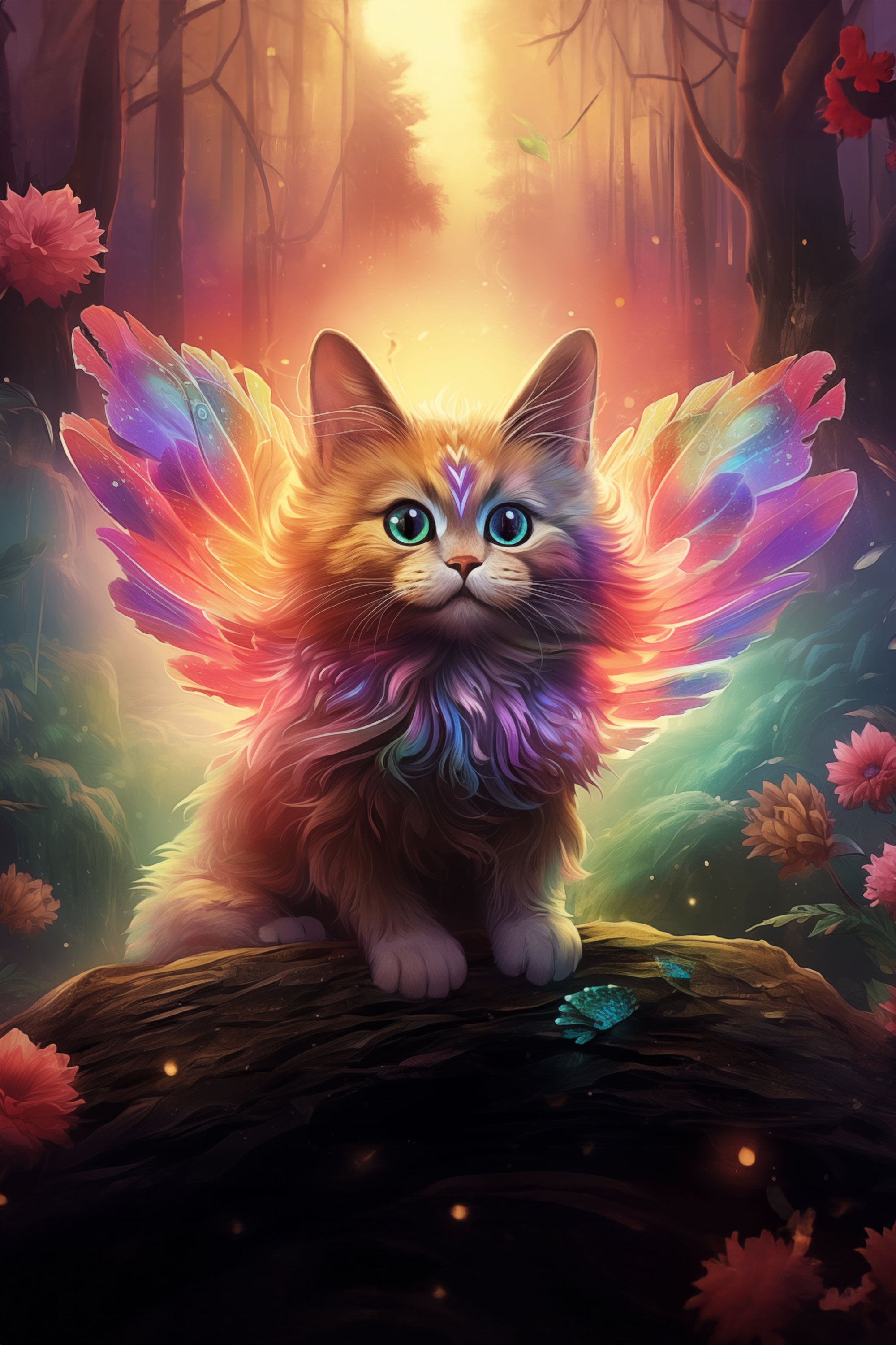 The Cat Spirit of Wonder (portrait) - a Rainbow Fairy Cat in a Magic ...