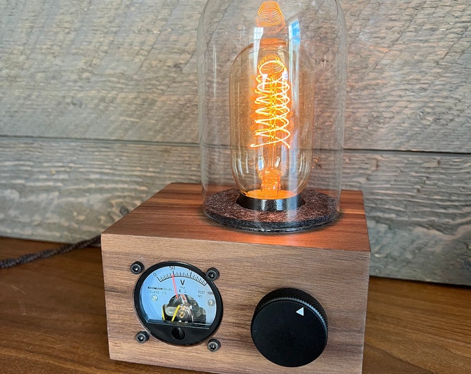 Volt Meter Dimmer Edison Table Desk Lamp | Steampunk Lamp Walnut Home ...