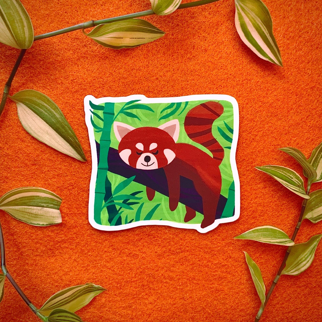 Red Panda - Waterproof Vinyl Sticker - Cute Sleeping Animal Sticker - Etsy