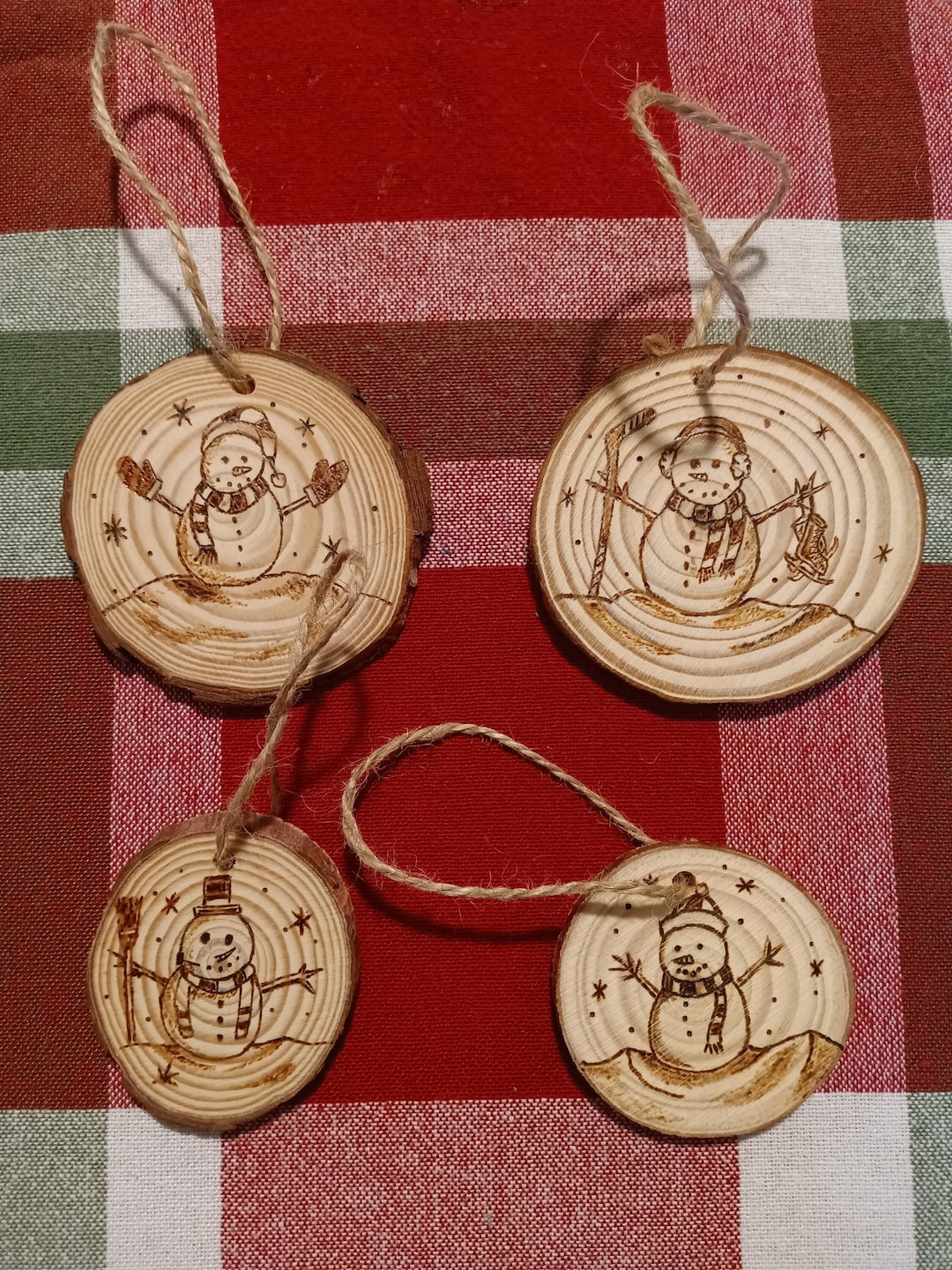 Wood Burn Snowman Christmas Ornaments - Etsy