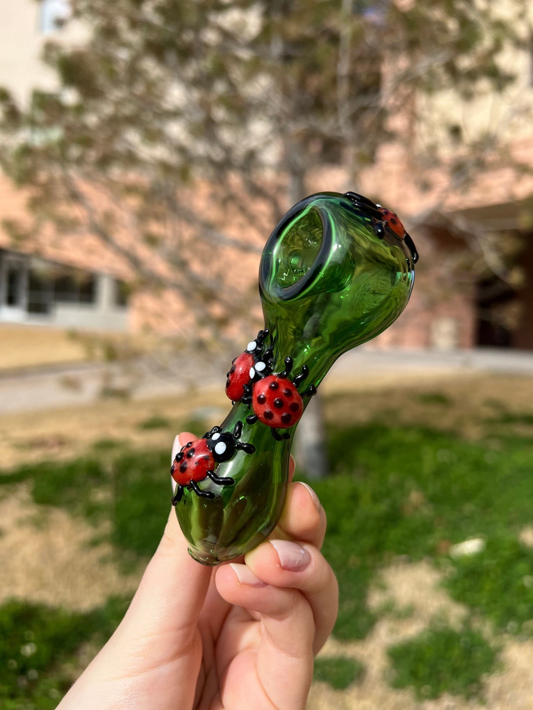 Lady Bug Hand Pipe Girly Handmade Pipe Pink Pipe Bugs Hand - Etsy