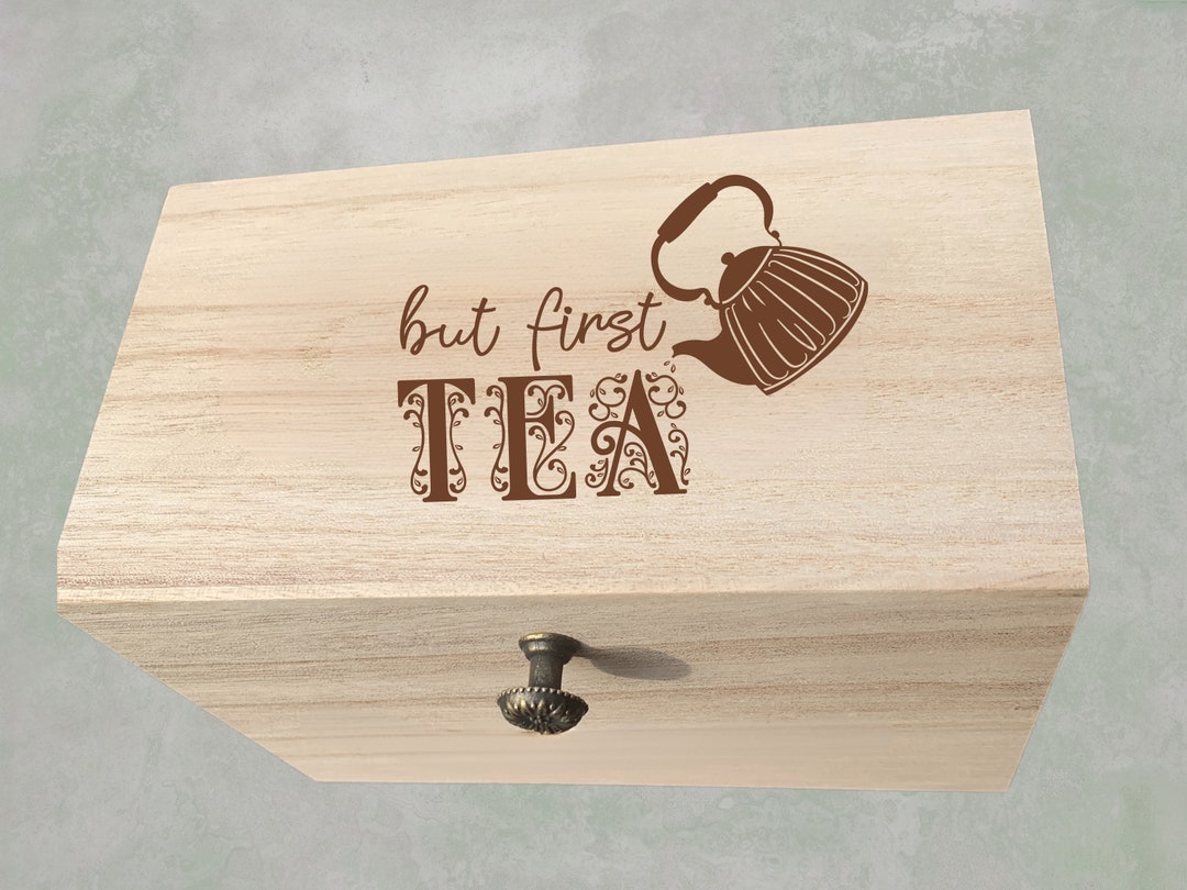 Tea Storage, Mother's Day Tea Box, Wood Tea Box, Engraved Tea Box, Kitchen Gift, Bridal Shower ...